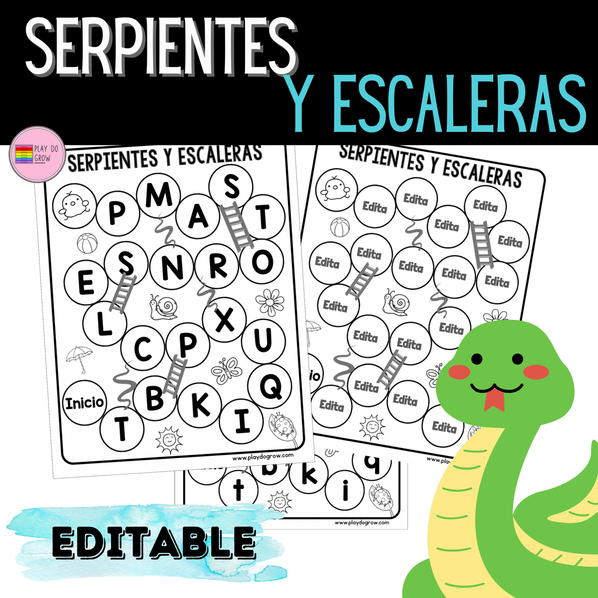 Serpientes y Escaleras Alfabeto Editable | Preescolar y Primaria – Play ...