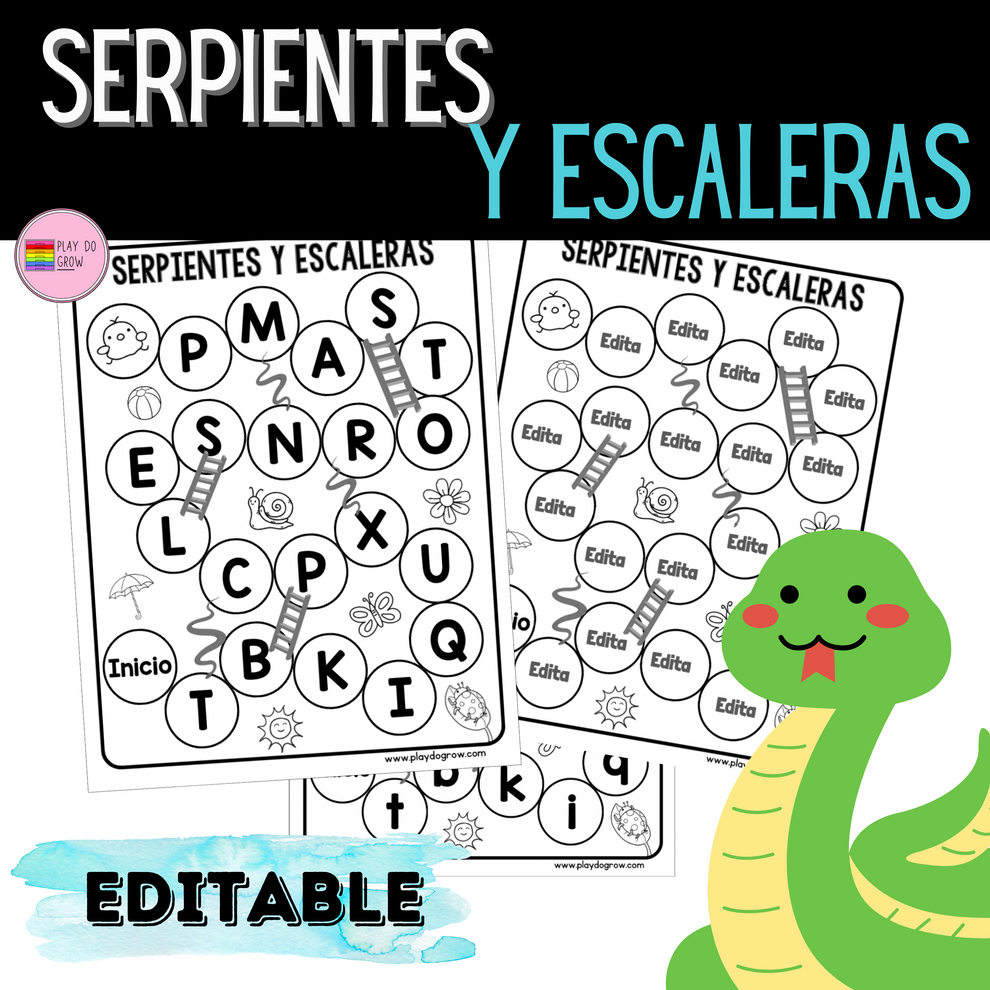 Serpientes y Escaleras Alfabeto Editable | Preescolar y Primaria – Play ...