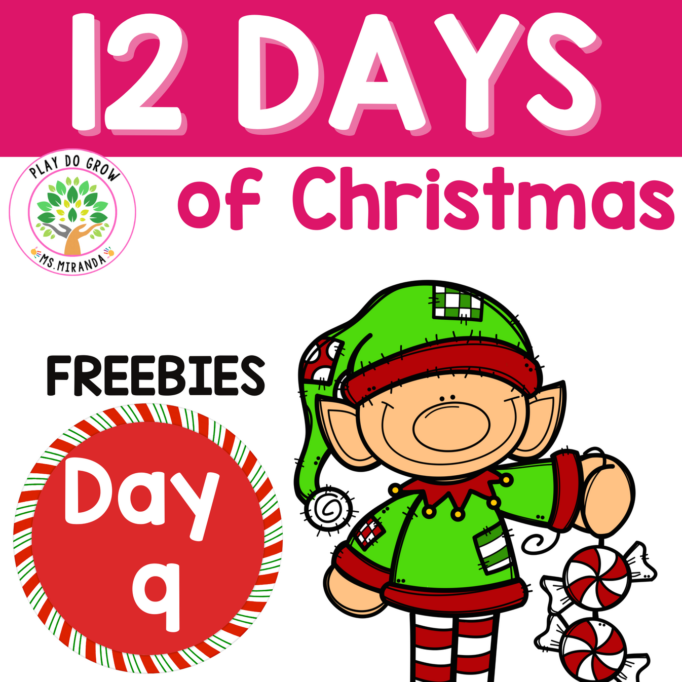12 Days of Christmas Literacy & Math. Freebie #9 – Play Do Grow