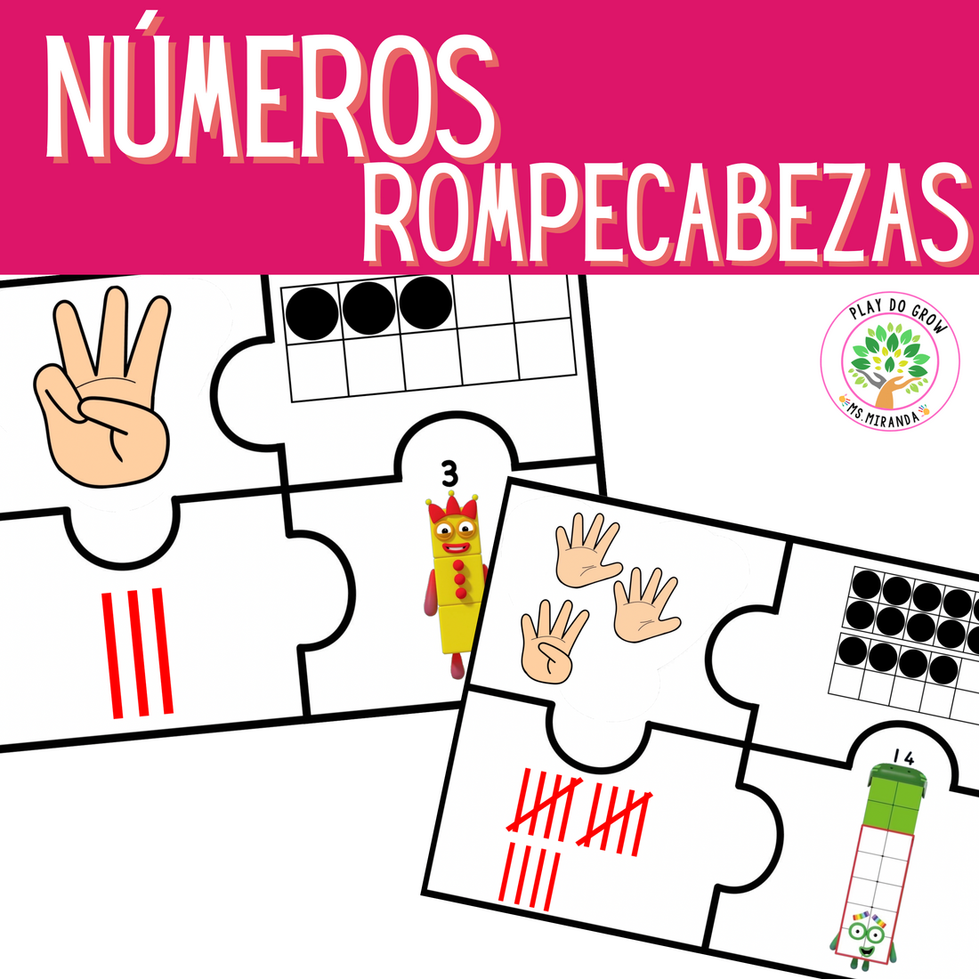 Rompecabezas Números 1-20 | Inspirado Numberblocks – Play Do Grow
